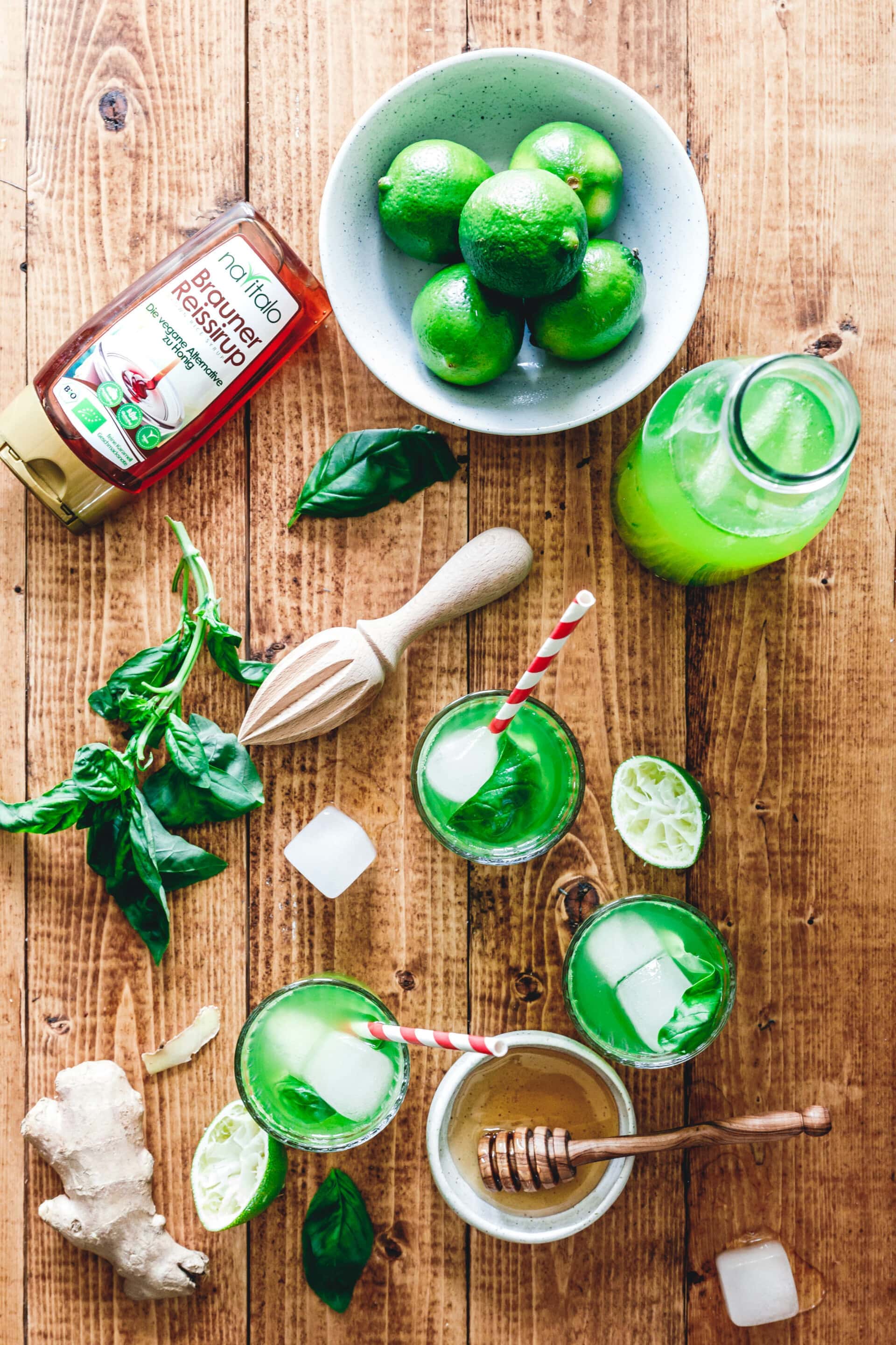 Basilikum-Limonade mit Limette & Ingwer · Eat this!