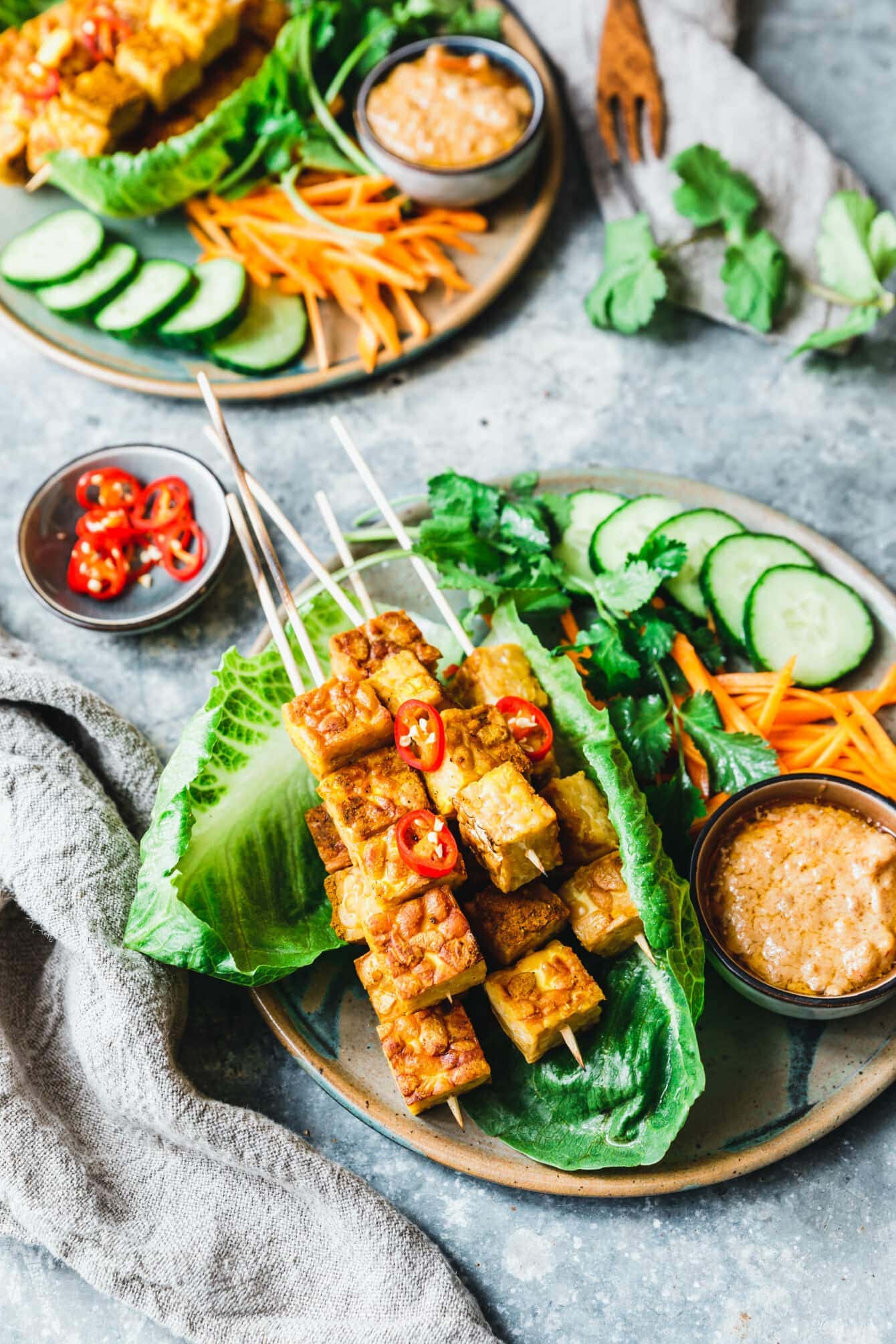 Tempeh-Saté mit Erdnuss-Dip · Eat this!