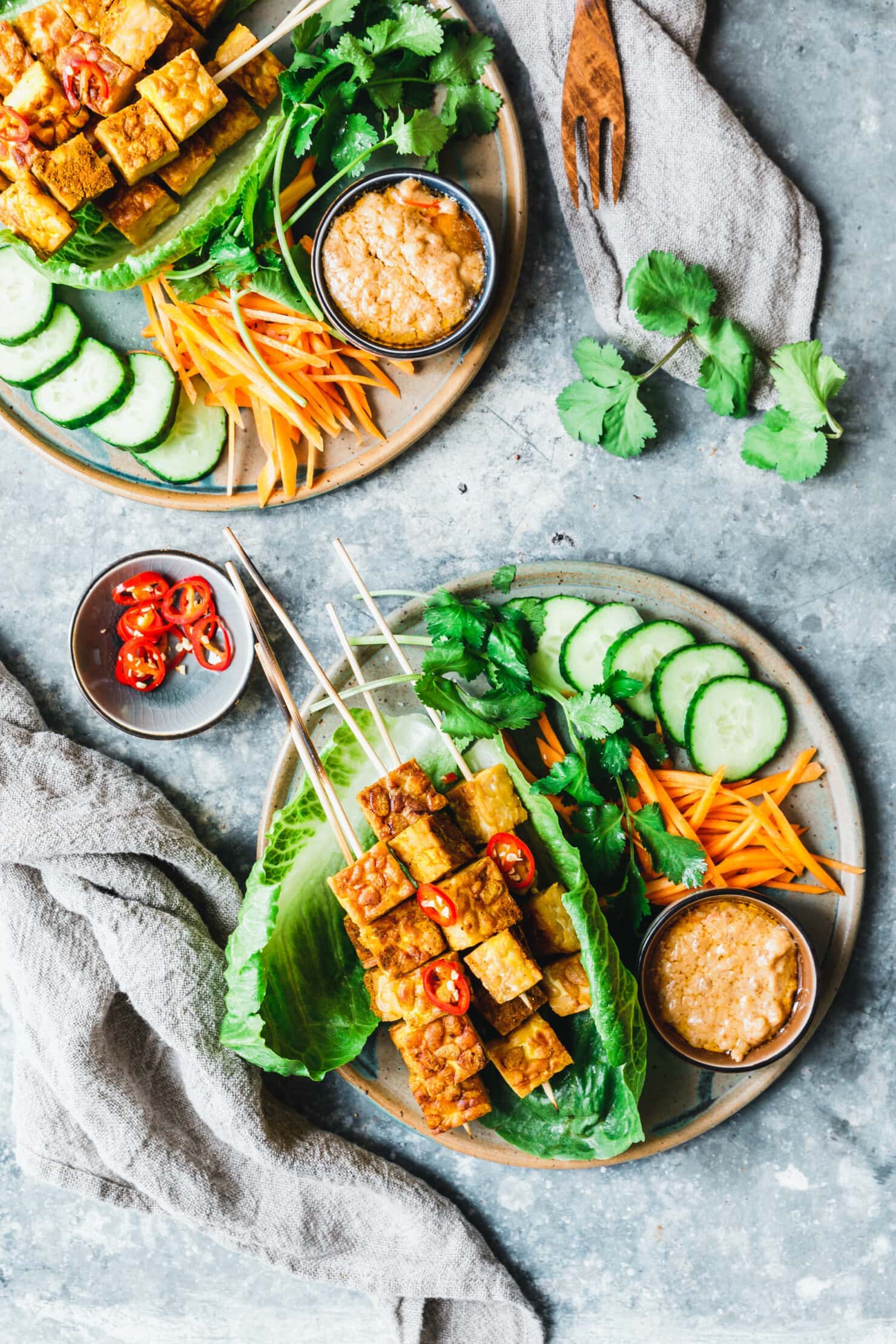 Tempeh-Saté mit Erdnuss-Dip · Eat this!
